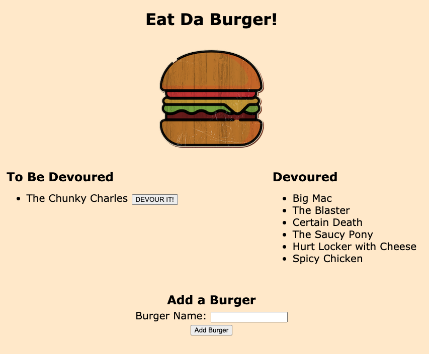 Github Joeschlickburger A Burger Logger Created With Mysql Node Express Handlebars And A