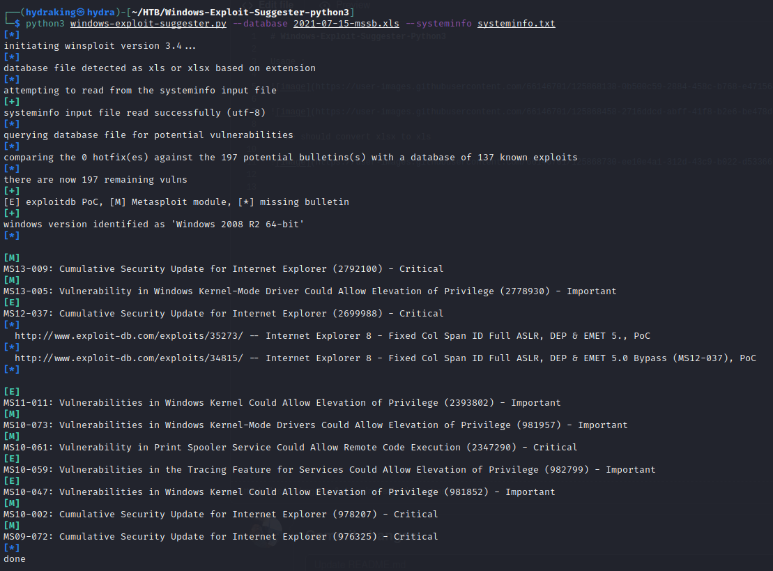 GitHub - N3rdyN3xus/Windows-Exploit-Suggester-Python3
