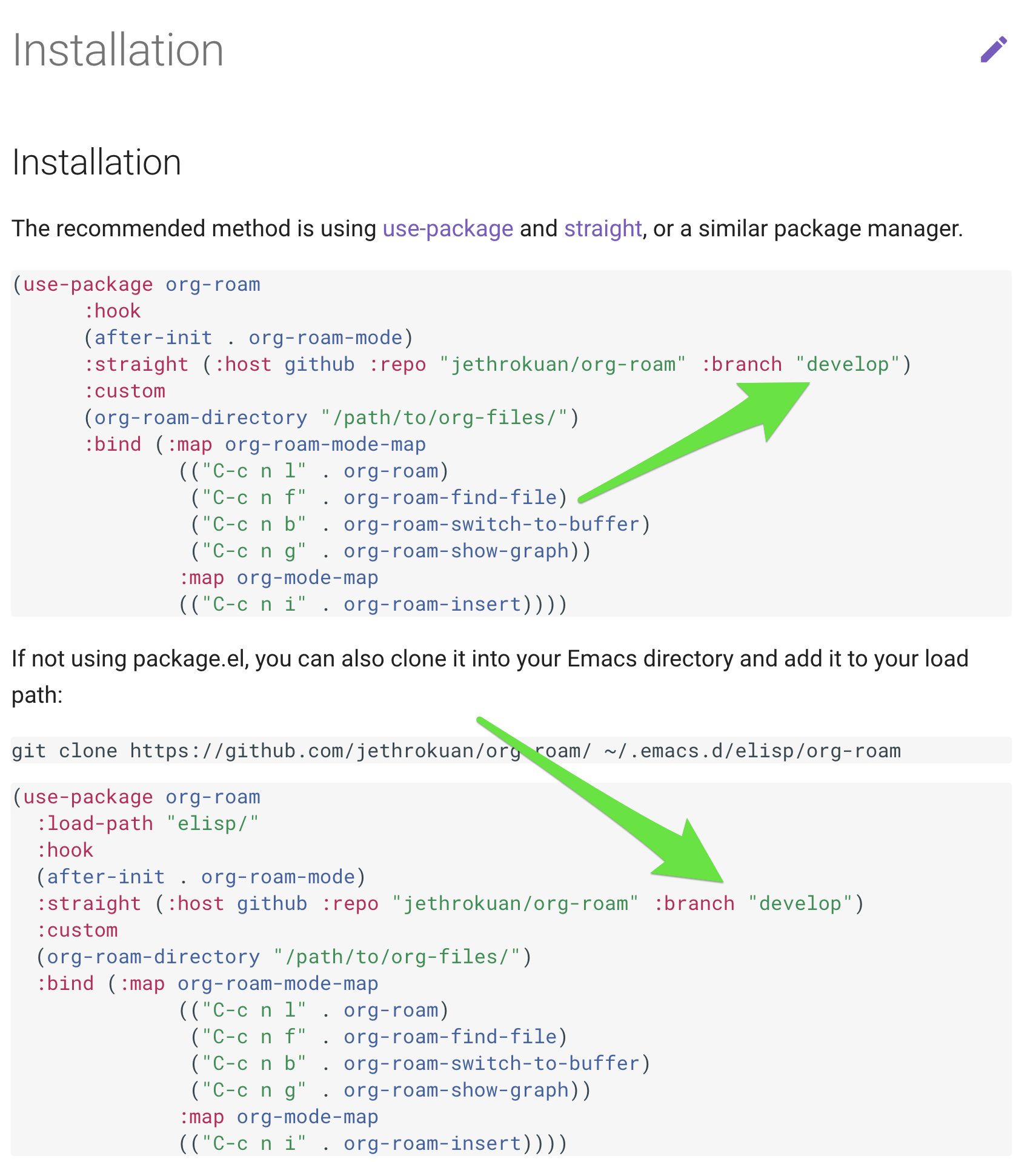 Installation instructions still link to develop branch · Issue #345 · org-roam/org-roam · GitHub