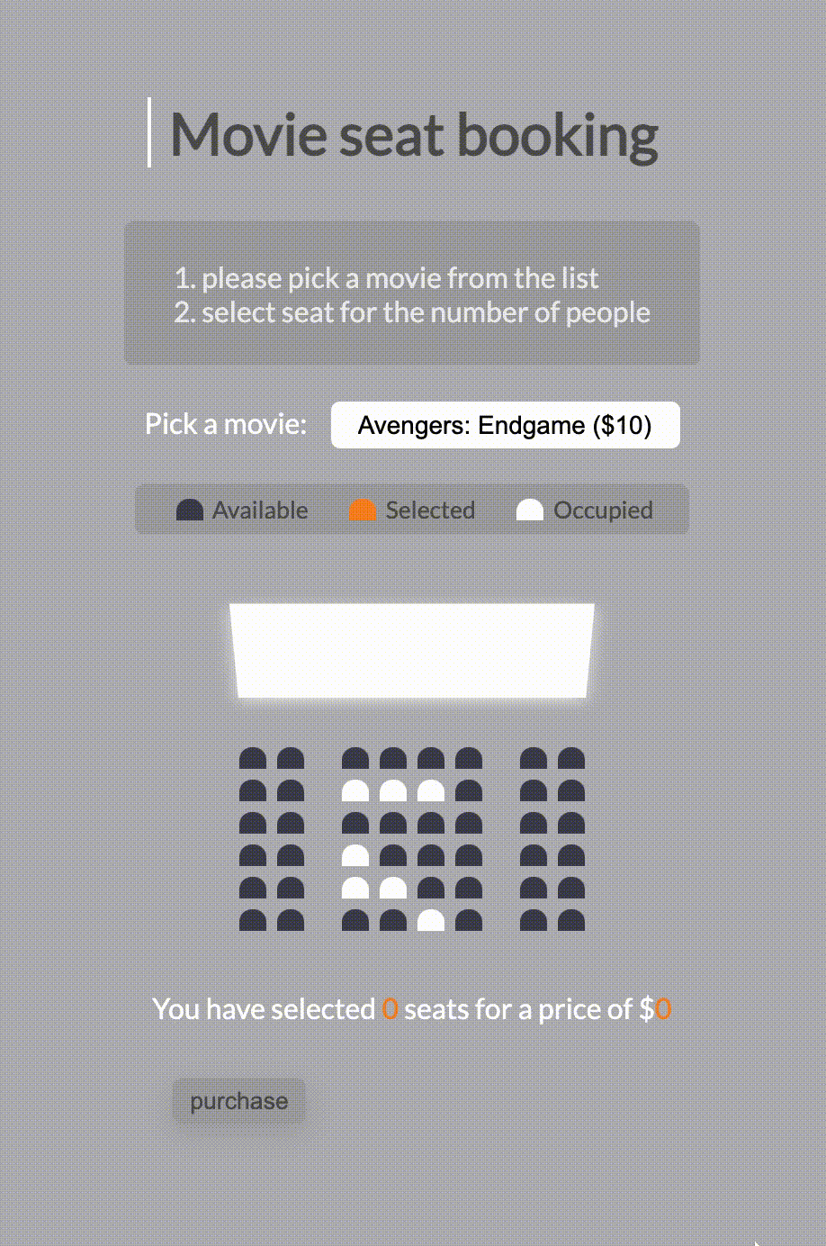 GitHub - MassMatsu/js-seat-booking: it is imitating a seat booking ...