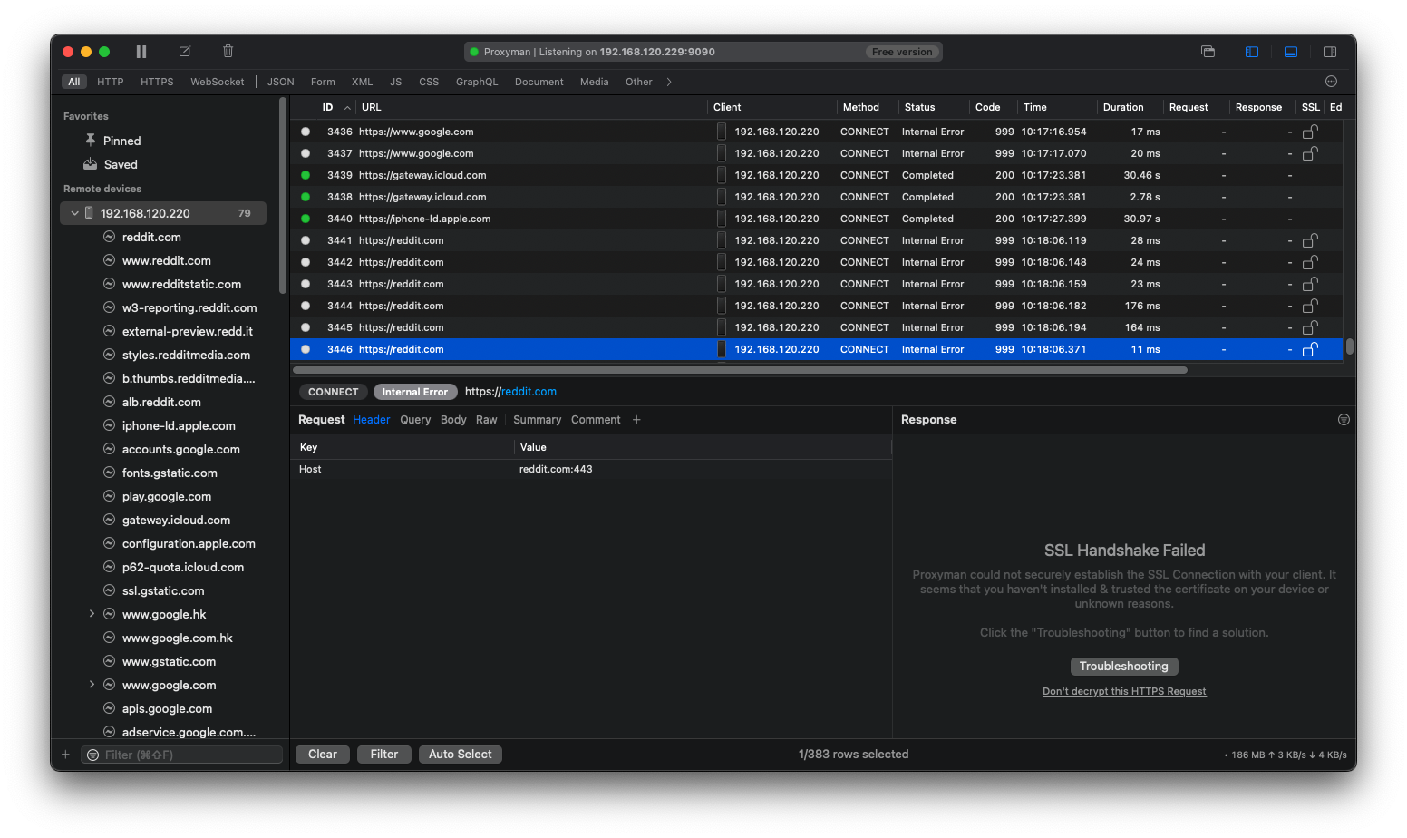 Received "SSL Handshake Failed" at "Response" · Issue #1831 · ProxymanApp/Proxyman · GitHub