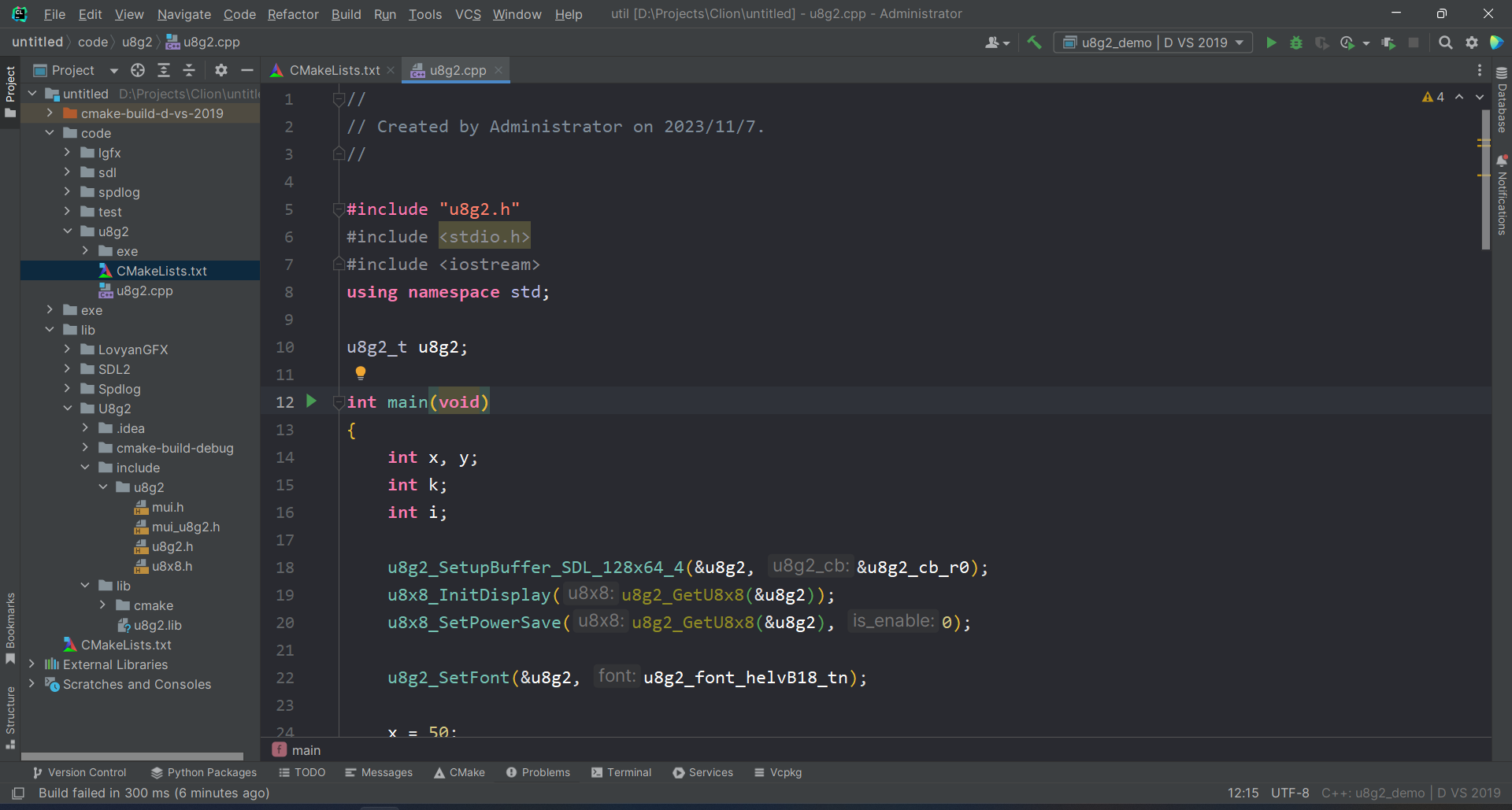 Build fail with Clion · Issue #2292 · olikraus/u8g2 · GitHub