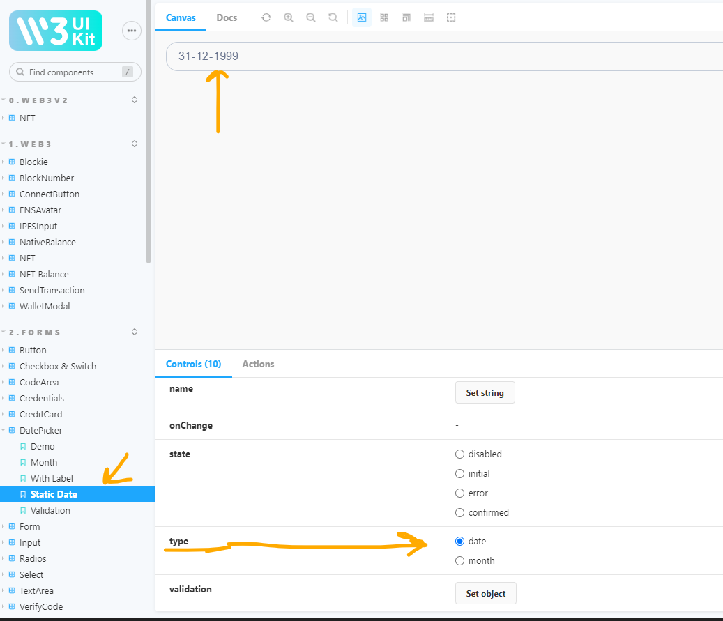 Issue in DatePicker Static Date when changed type from date to month · Issue #836 · web3ui ...