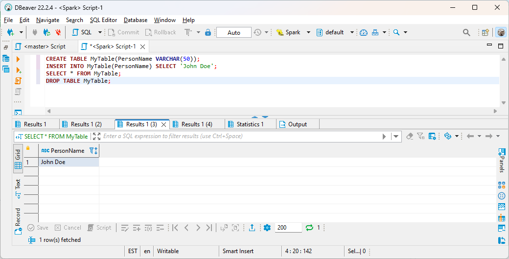 Multiple results tabs opening when executing script under Apache Spark ...