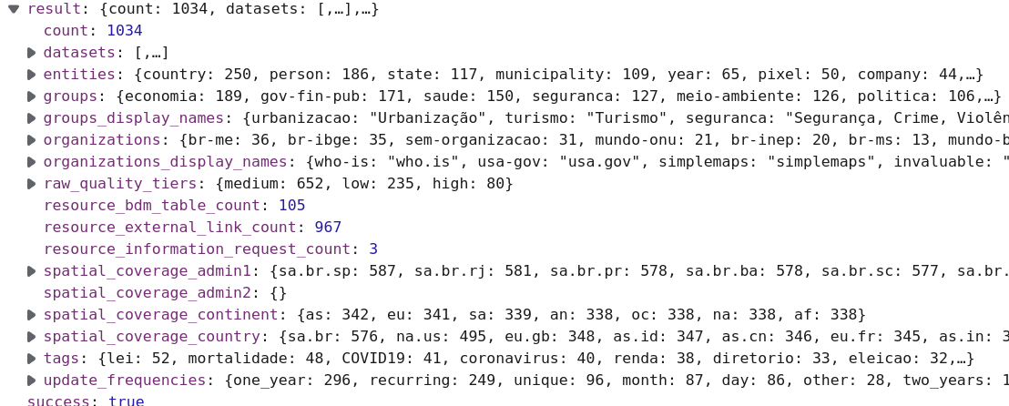 Search retornar informações de filtros (lista, contagem) replicando ...