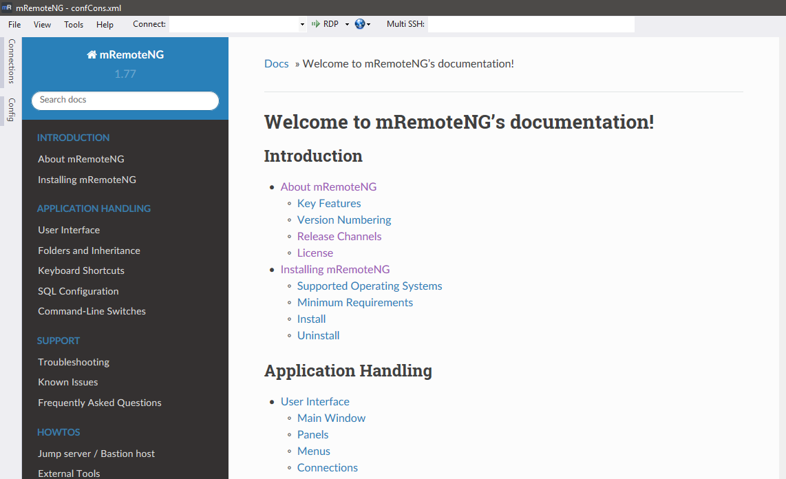 Help Page Should Always Load in Its Own Panel Tab · Issue #1432 · mRemoteNG/mRemoteNG · GitHub