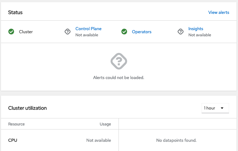Bug Crc Starts But Control Plane Cluster Utilization And Insights
