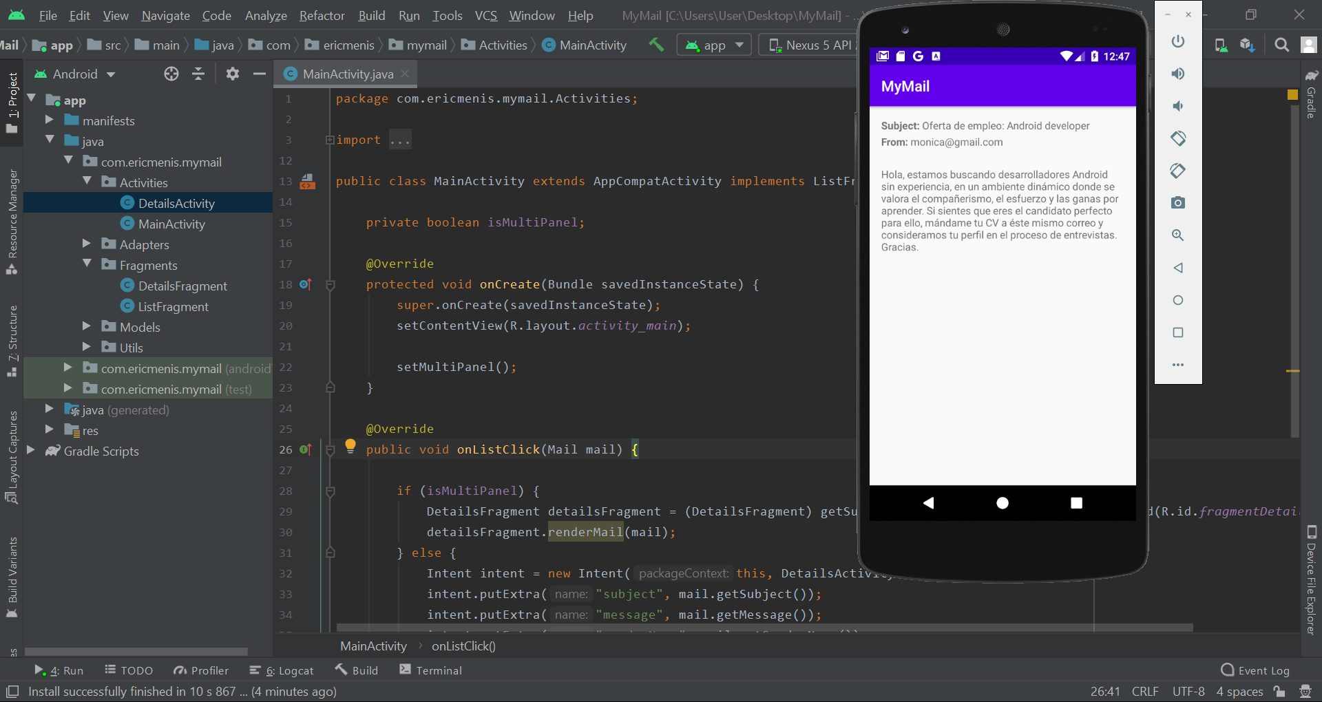 GitHub - menisEric/MyMail_Java: App my mail con ejemplo basico de Fragment y ListView
