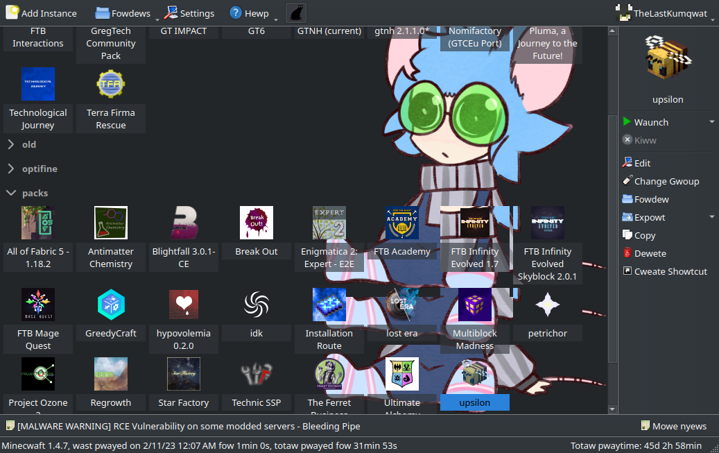 Cat does not redraw properly when instance list is scrolled · Issue #1504 · PrismLauncher ...