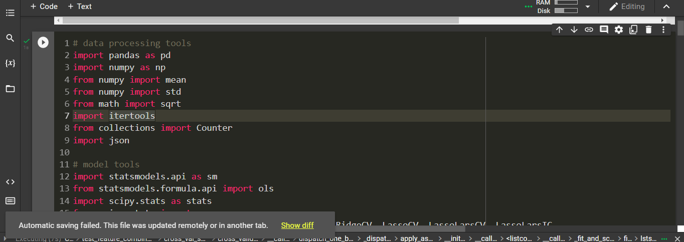 "Automatic saving failed. This file was updated remotely or in another tab." cannot be closed ...