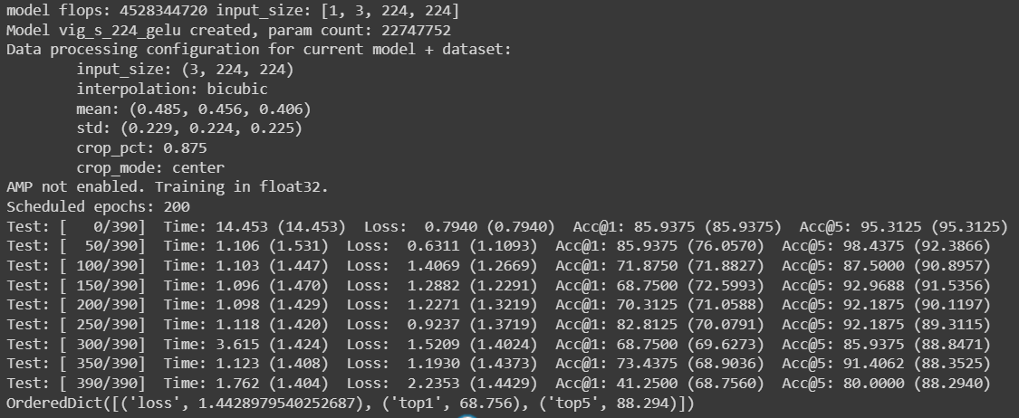 Cannot reproduce ViG imagenet result using provided pretrained weights. Am I doing something ...