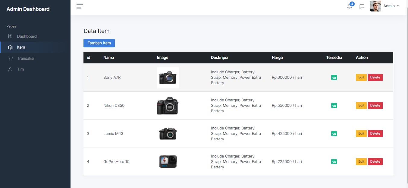 GitHub - fajarajiprayoga/camera-web: Aplikasi pengelolaan toko sewa ...