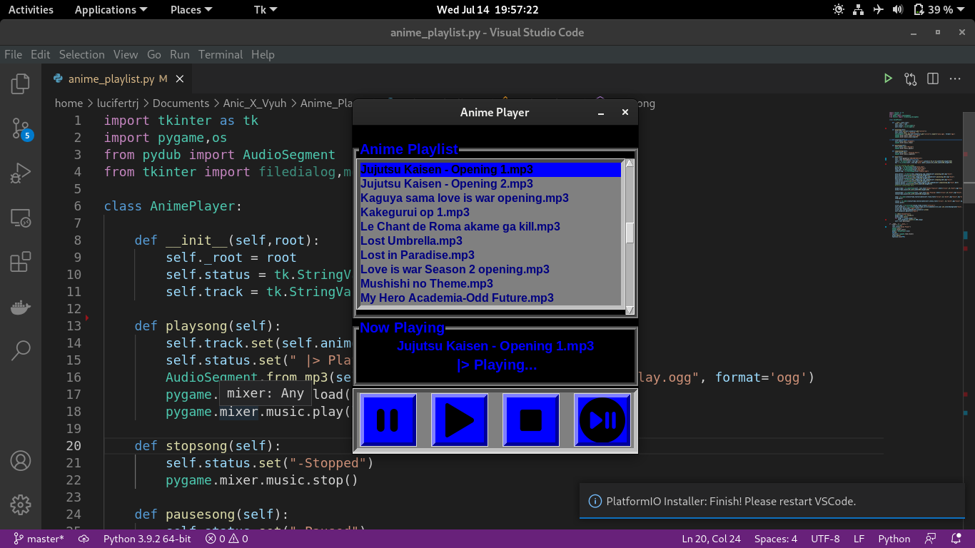 GitHub - lucifertrj/Music-Player: GUI based Anime Player. Listen to the ...
