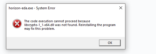 1.0.321 fails to launch on Windows: missing libssl-1_1-x64.dll · Issue #195 · horizon-eda ...
