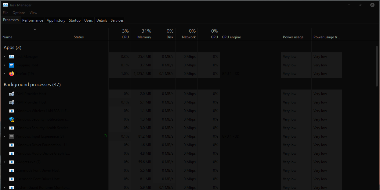 After W11 Insider 22543 update, Task Manager colors in custom theme ...