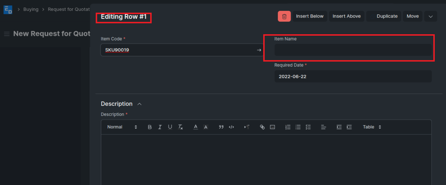 Item detail on RFQ (from item-master) not auto-completing · Issue #31430 · frappe/erpnext · GitHub
