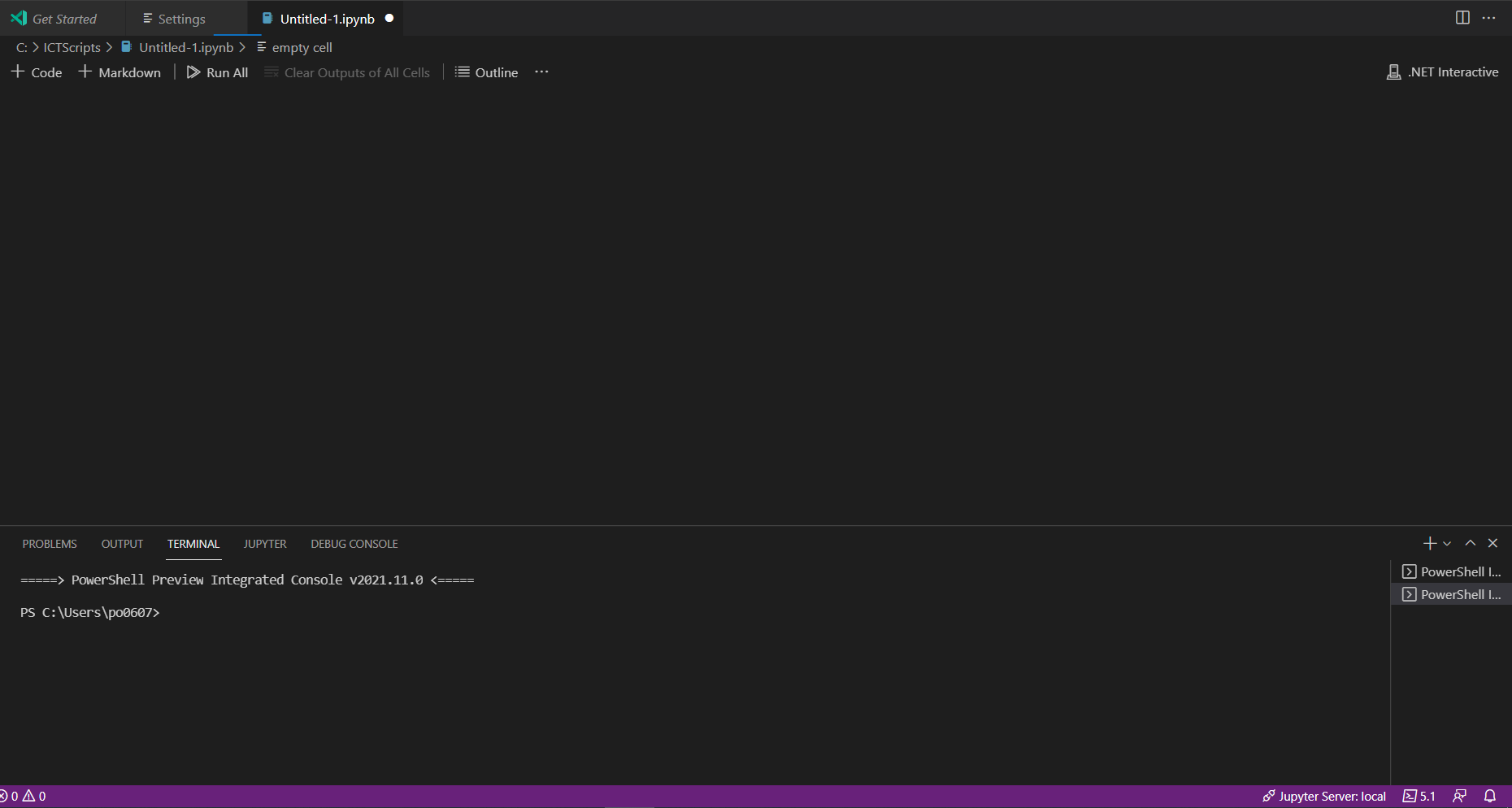 Running VScode as admin stops cells loading in notebook · Issue #1715 · dotnet/interactive · GitHub