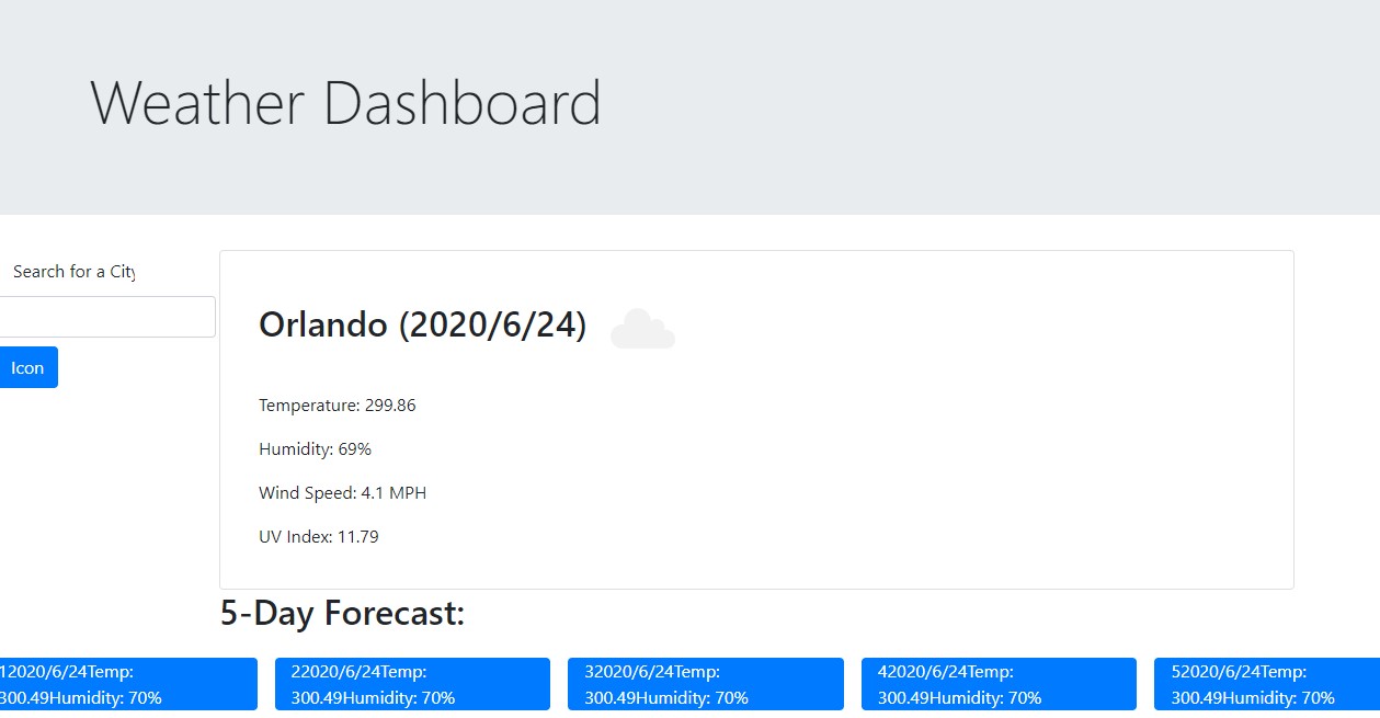 GitHub - whiterice2020/Weather-Dashboard: Project 6 Weather Dashboard