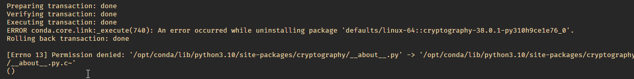 Anaconda image has incompatible cryptography and openssl modules, breaking conda package manager ...