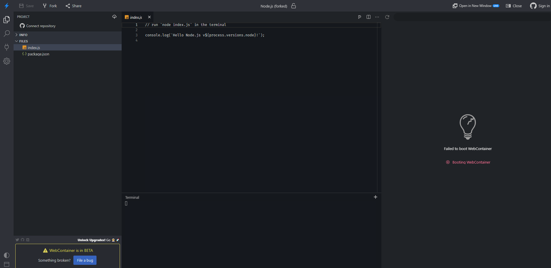 WebContainer doesn't boot · Issue #302 · stackblitz/webcontainer-core · GitHub
