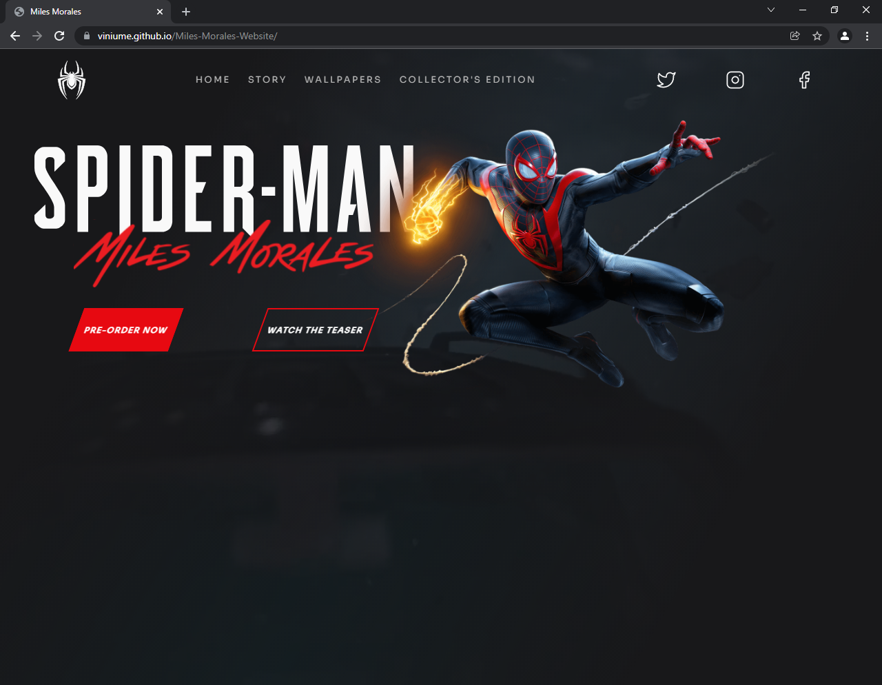 GitHub - ViniUme/Miles-Morales-Website: Website of Spider-Man Miles Morales