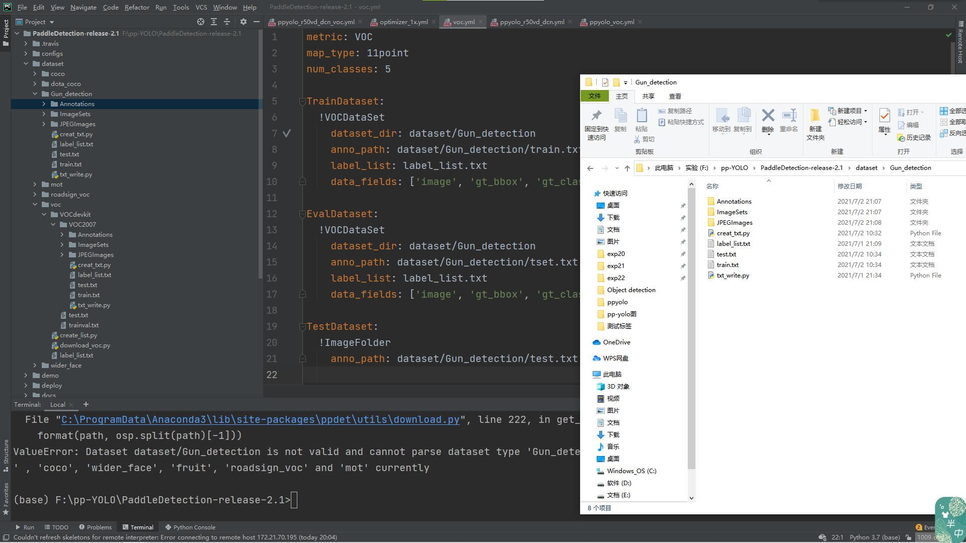ValueError: Dataset dataset/Gun_detection is not valid and cannot parse ...