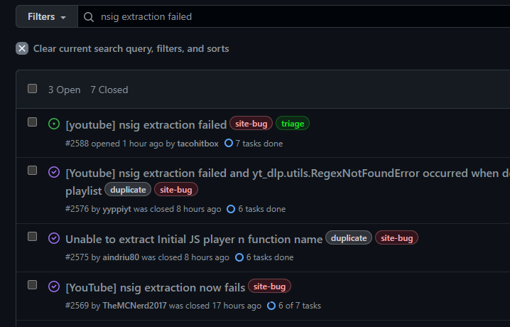 [youtube] nsig extraction failed · Issue #2588 · yt-dlp/yt-dlp · GitHub
