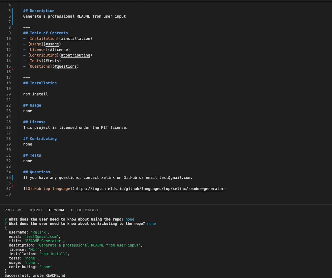 GitHub - xelinx/readme-generator