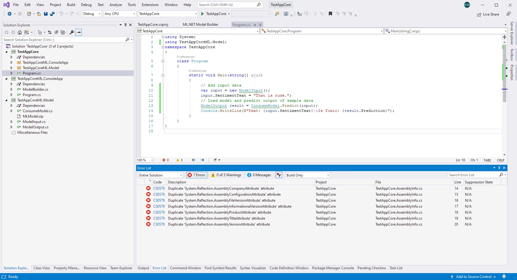Weird ML Example Behaviour using VS2019 · Issue #503 · dotnet/machinelearning-modelbuilder · GitHub
