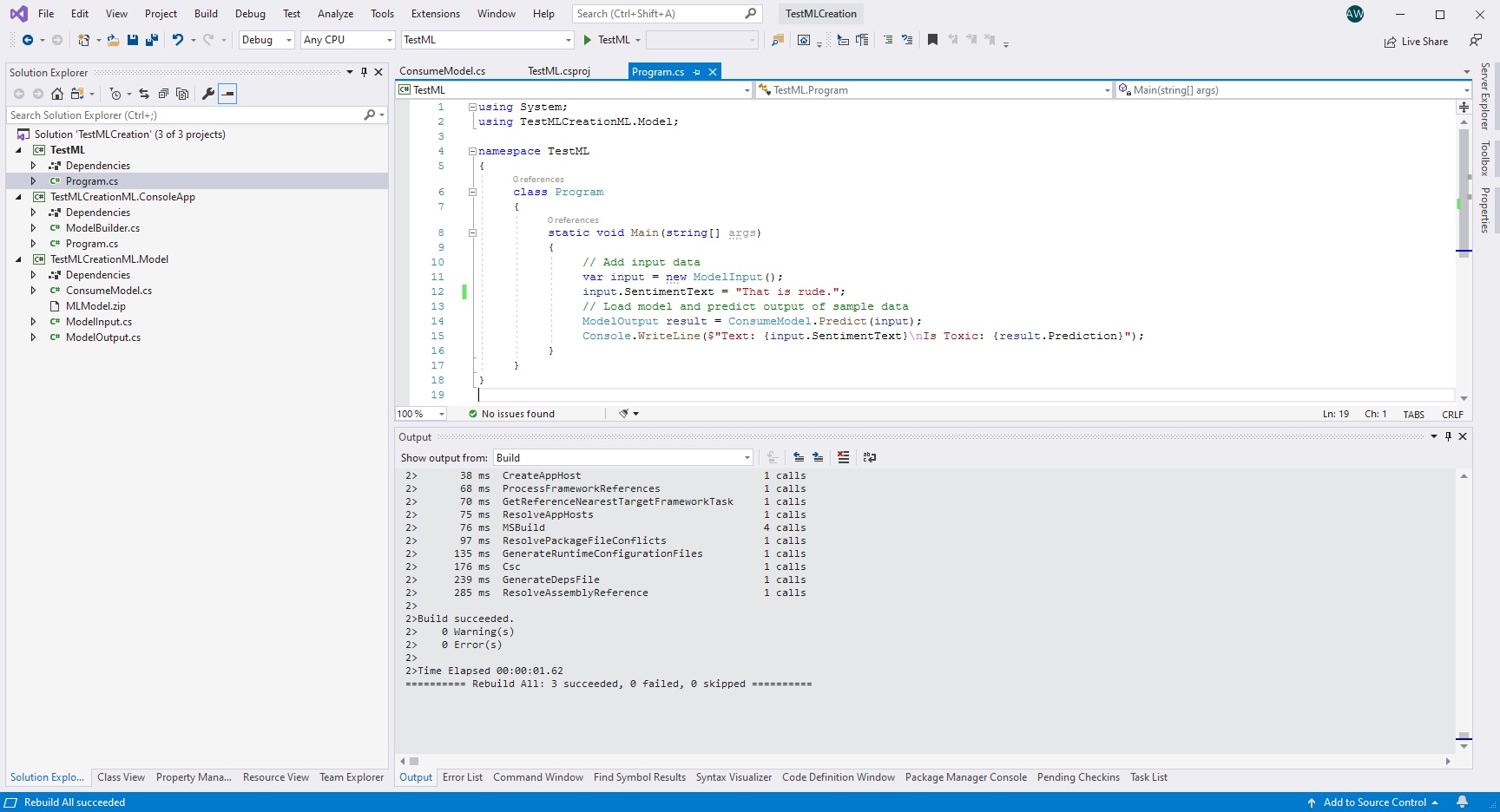 Weird ML Example Behaviour using VS2019 · Issue #503 · dotnet/machinelearning-modelbuilder · GitHub