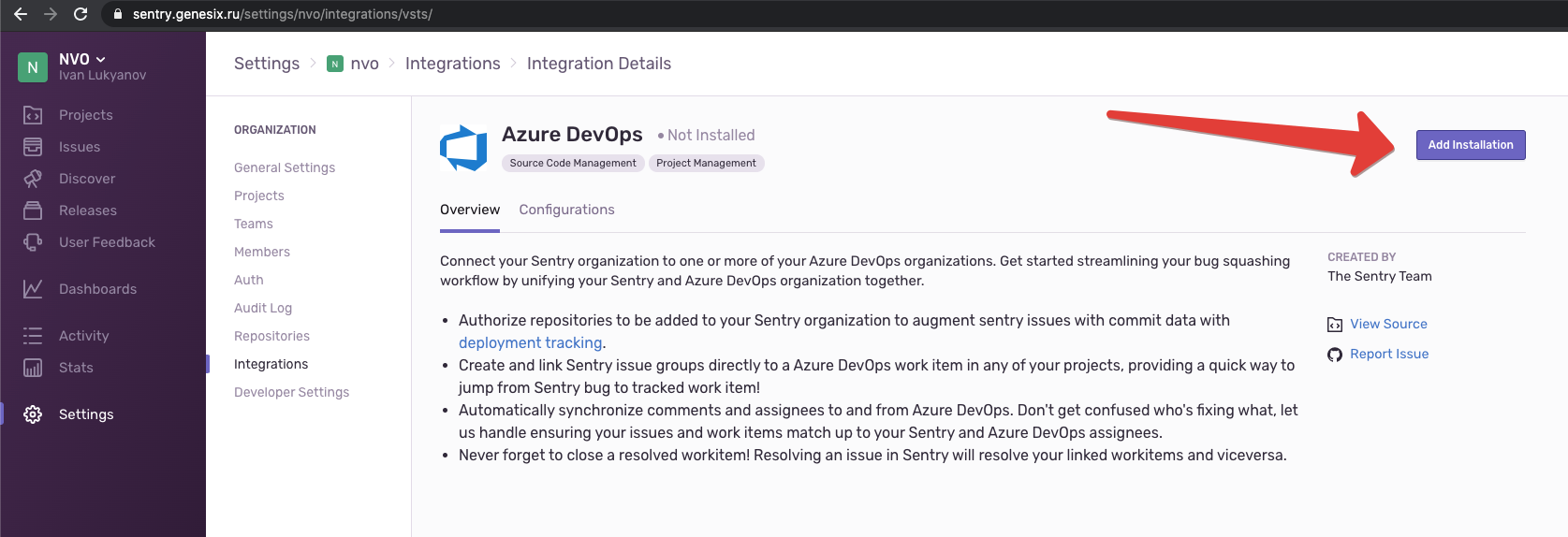 Azure Devops (VSTS) Integration error · Issue #19589 · getsentry/sentry · GitHub