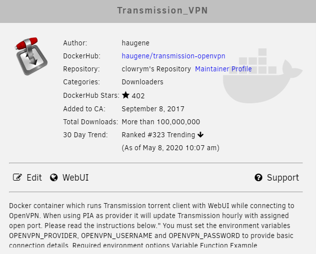 Unraid Docker Paths · Issue #1075 · haugene/docker-transmission-openvpn · GitHub