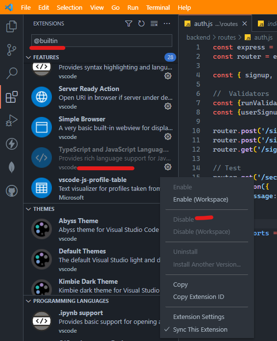 Slow response form vs code emmet due to @builtin TS & JS language feature extension · Issue ...