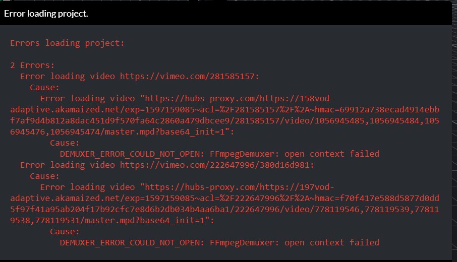 DEMUXER ERROR COULD NOT OPEN: FFmpegDemuxer: open context failed · Issue #1012 · Hubs-Foundation ...