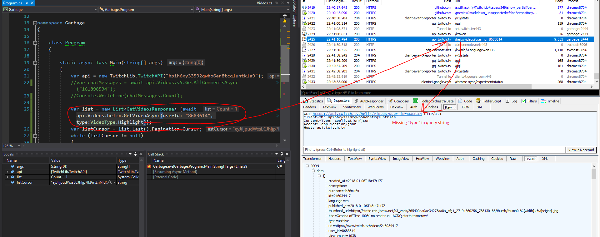Helix GET videos logic bug around optional fields · Issue #349 · TwitchLib/TwitchLib · GitHub