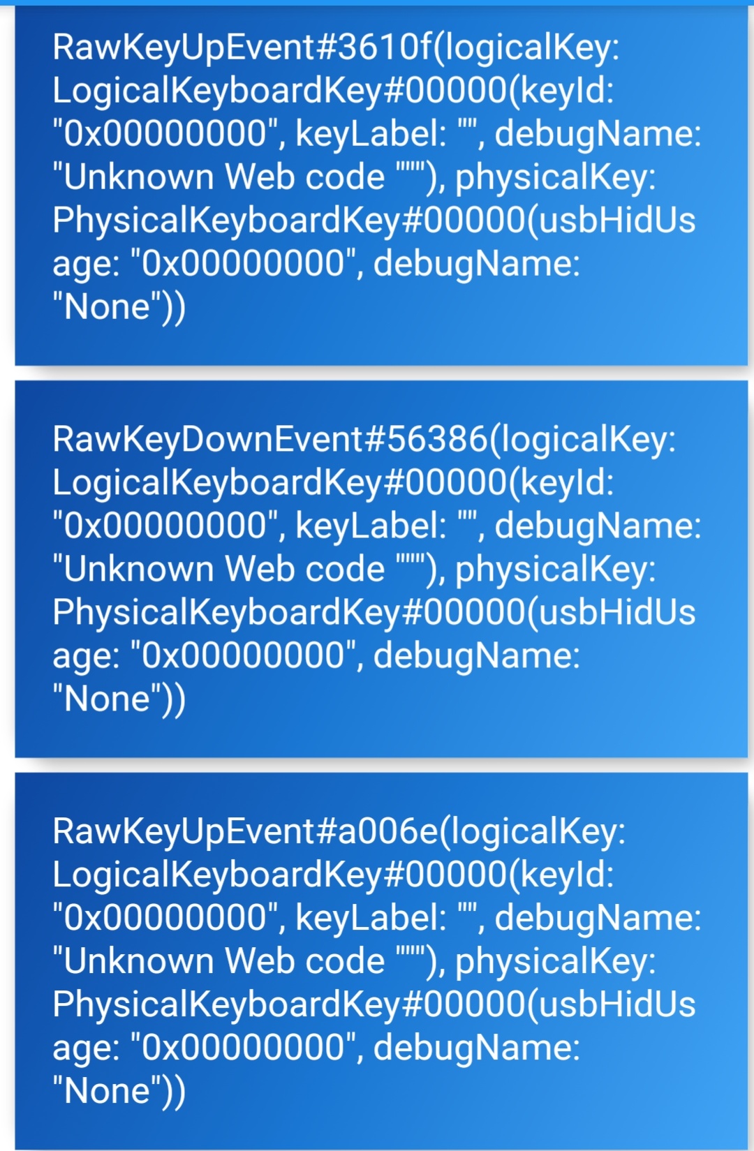No keyboard event data on web (Android). · Issue #72275 · flutter ...
