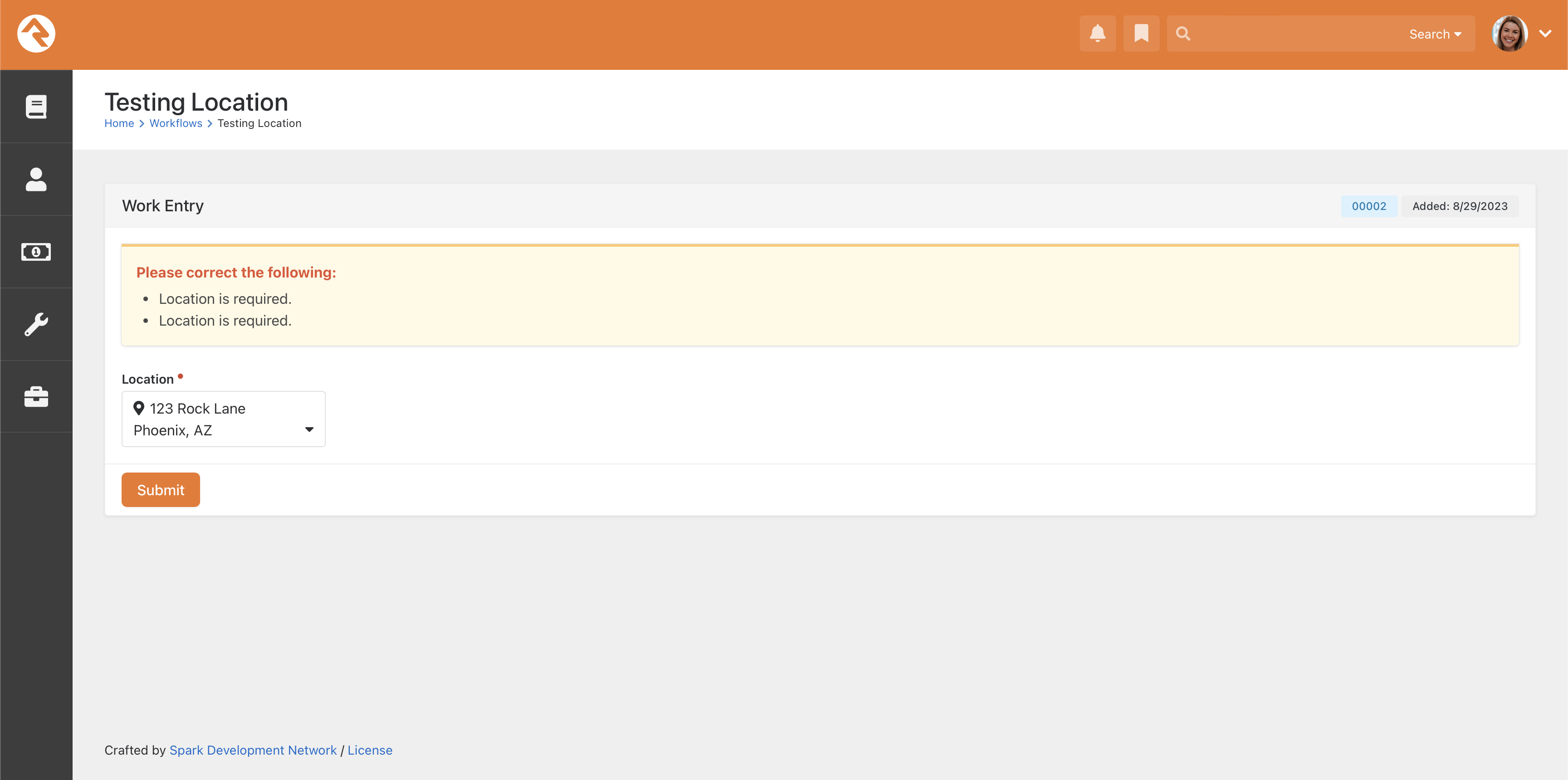 Validation of Workflow Attribute type Location doesn't allow you to proceed even when it's ...