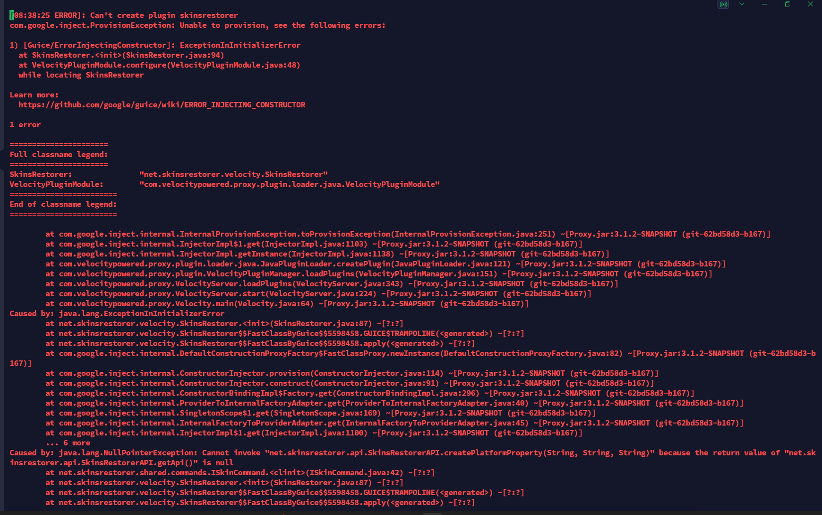 Error velocity · Issue #1024 · SkinsRestorer/SkinsRestorer · GitHub