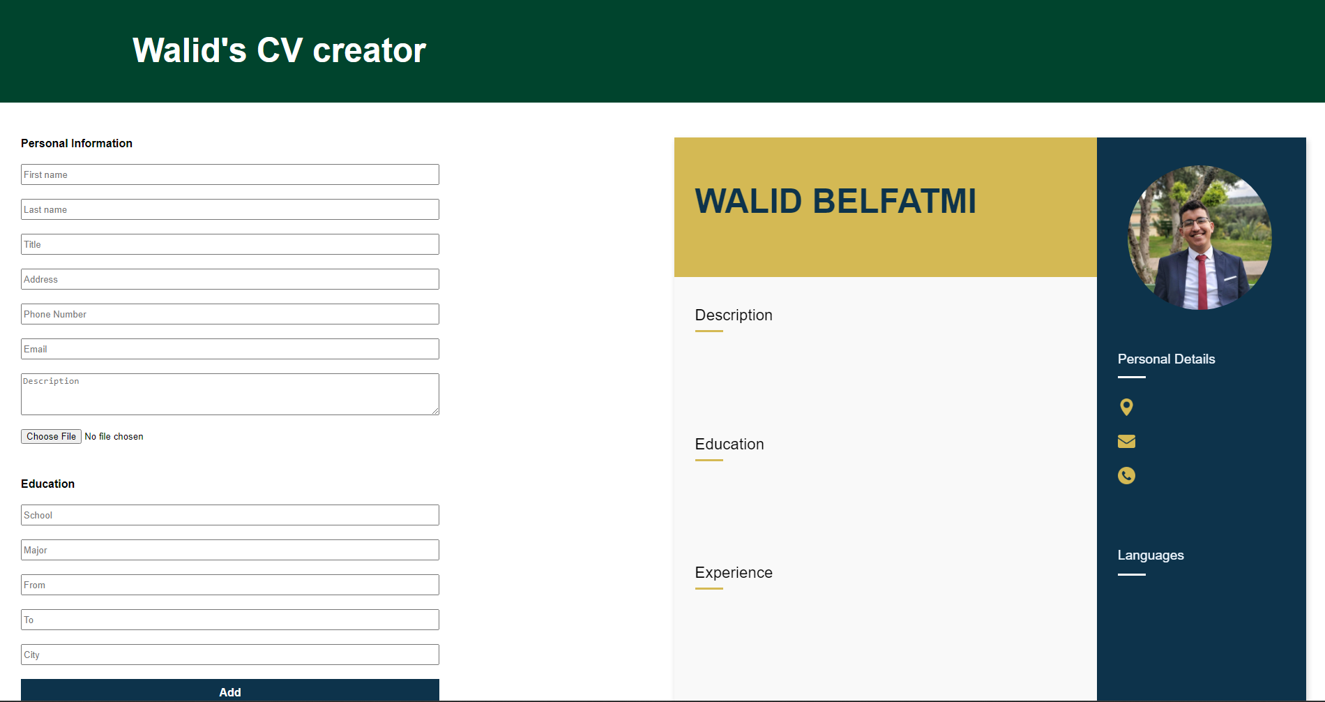 GitHub - Qirall79/cv-maker: A Web App to create your CV in simple clicks
