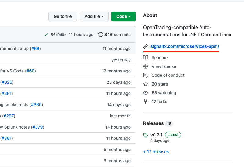 Outdated link in the About section · Issue #383 · signalfx/signalfx-dotnet-tracing · GitHub