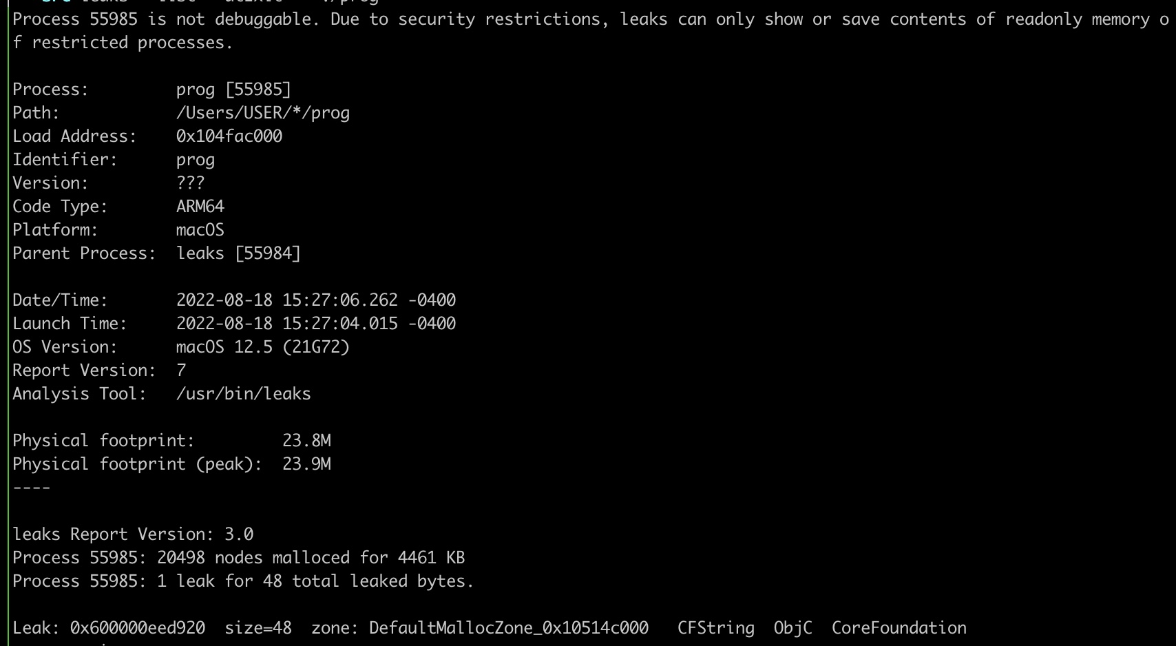 Initialization Memory Leak Responsible Library Colorsync Responsible Frame
