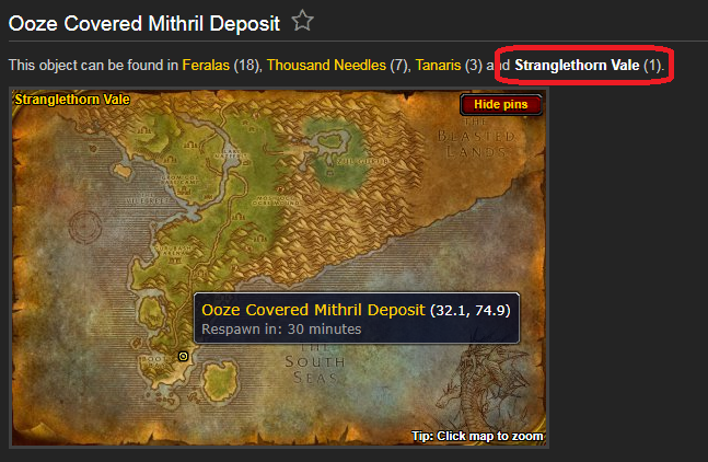 DB/Game Object: Ooze Covered Mithril Deposit in Stranglethorn Vale ...