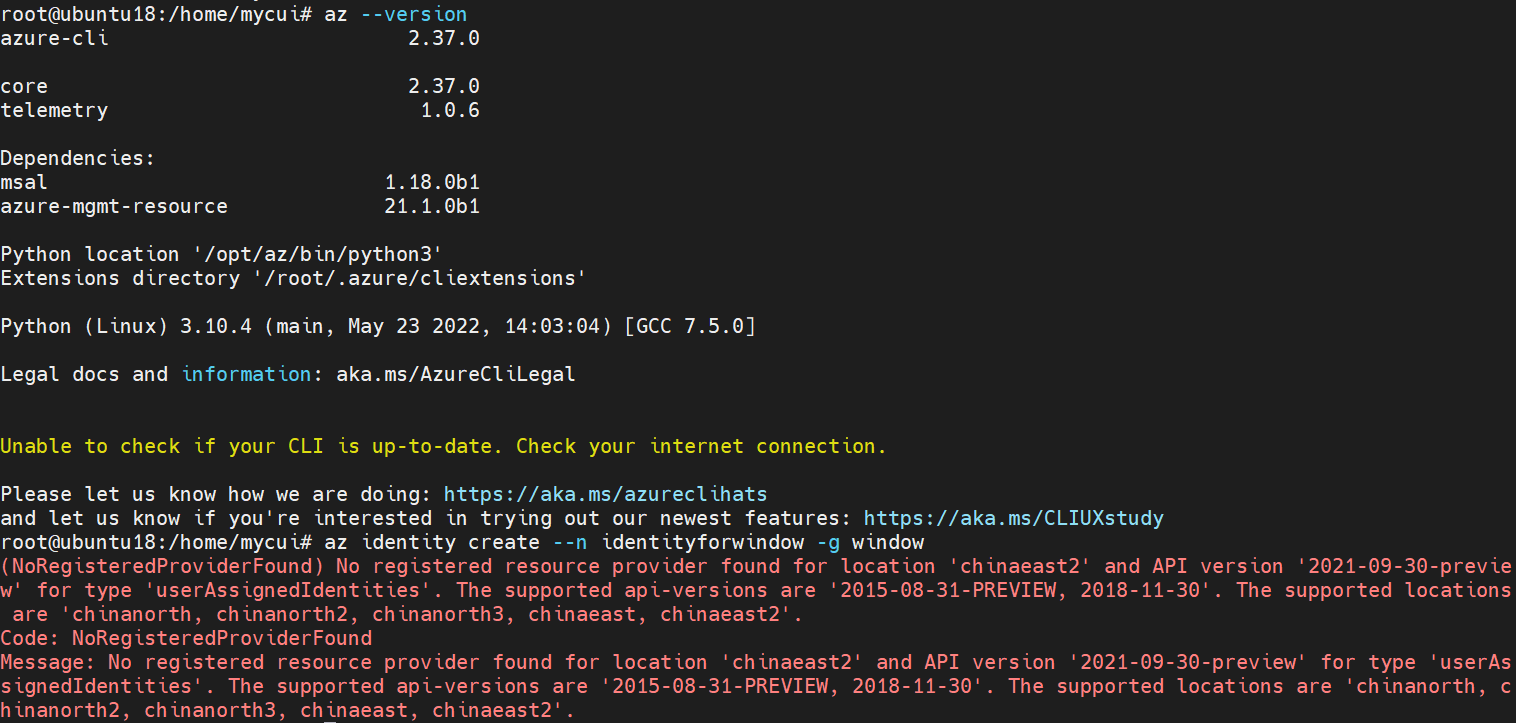 creating managed identity failing in azure china with az-2.3.7 · Issue ...