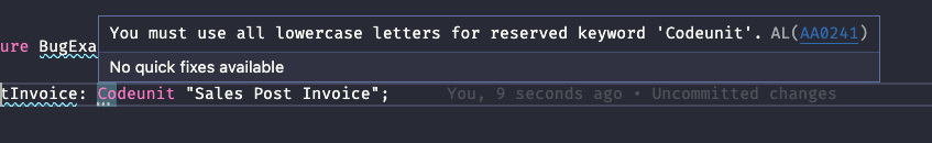 AA0241Object Types should not be getting Warning · Issue #7156 · microsoft/AL · GitHub