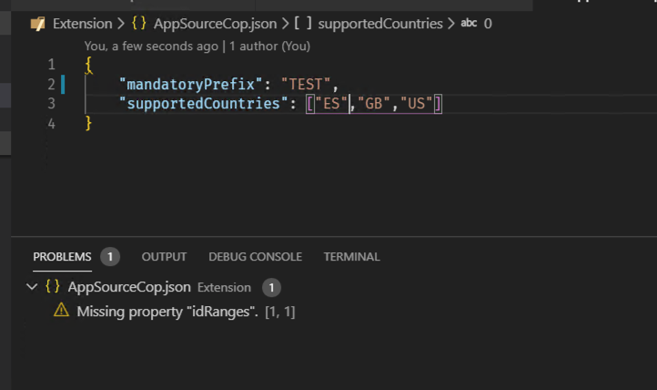 AppSourceCop.json: Missing property "idRanges" · Issue #5436 · microsoft/AL · GitHub