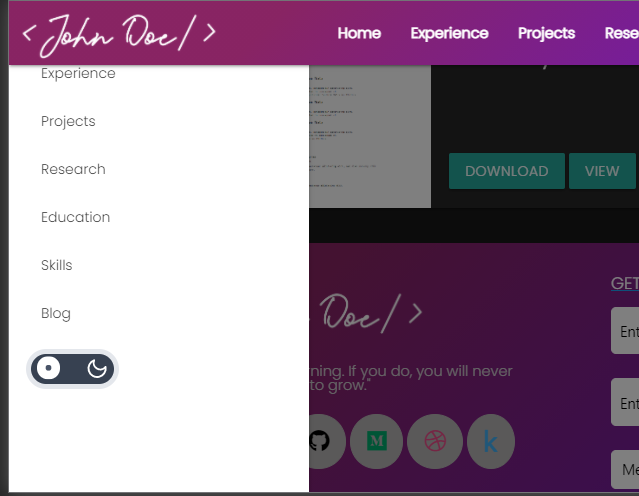 Home Tab and Experience Tab is not visible when side navbar is opened ...