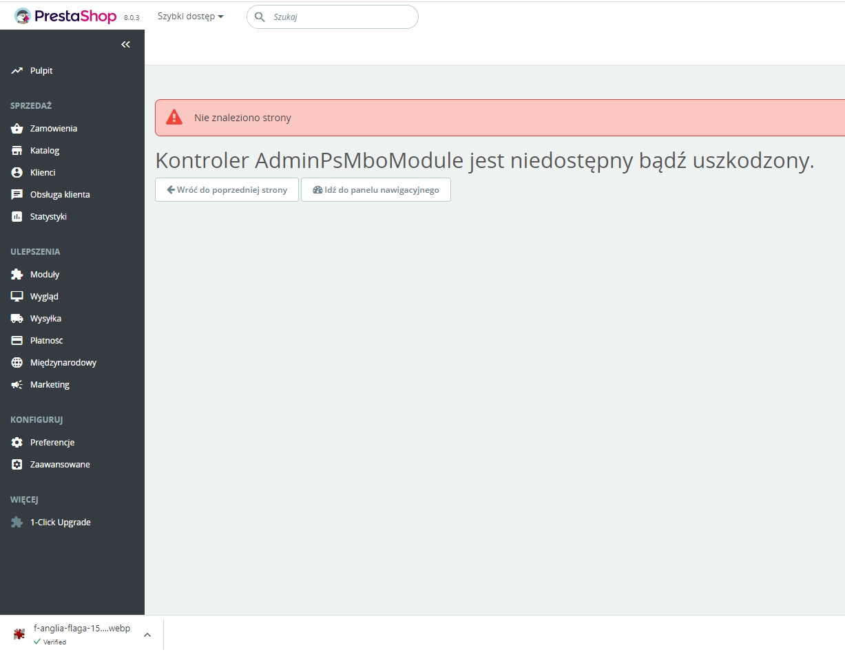 The Controller Adminpsmbomodule Is Missing Or Invalid Prestashop 803 · Issue 32132