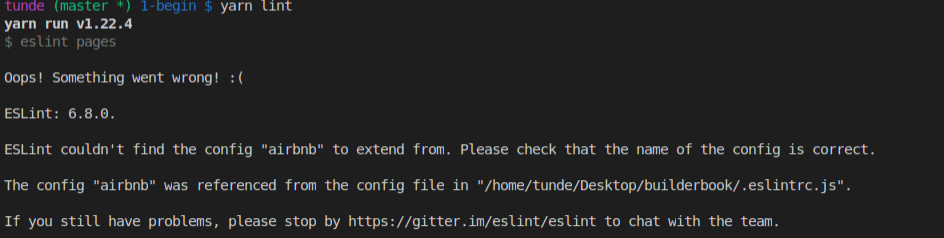 Chapter 1 - eslint (deprecation and couldn't find the config "airbnb" to extend from) · Issue ...