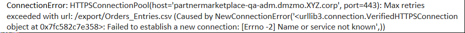 HTTPSConnectionPool(host ,port=443): Max retries exceeded with url Failed to establish a new ...