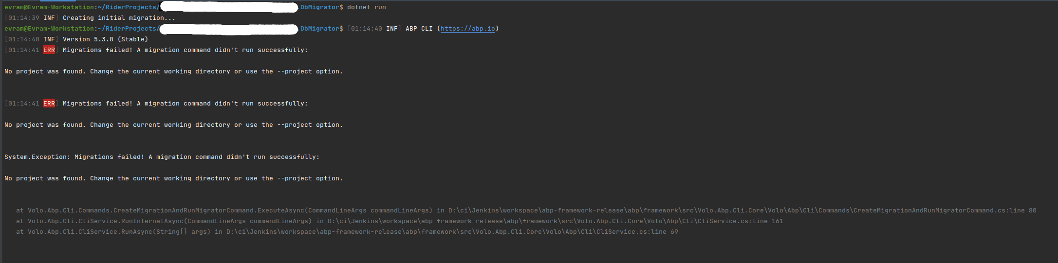 Dbmigrator Error · Issue 7372 · Abpframework Abp · Github